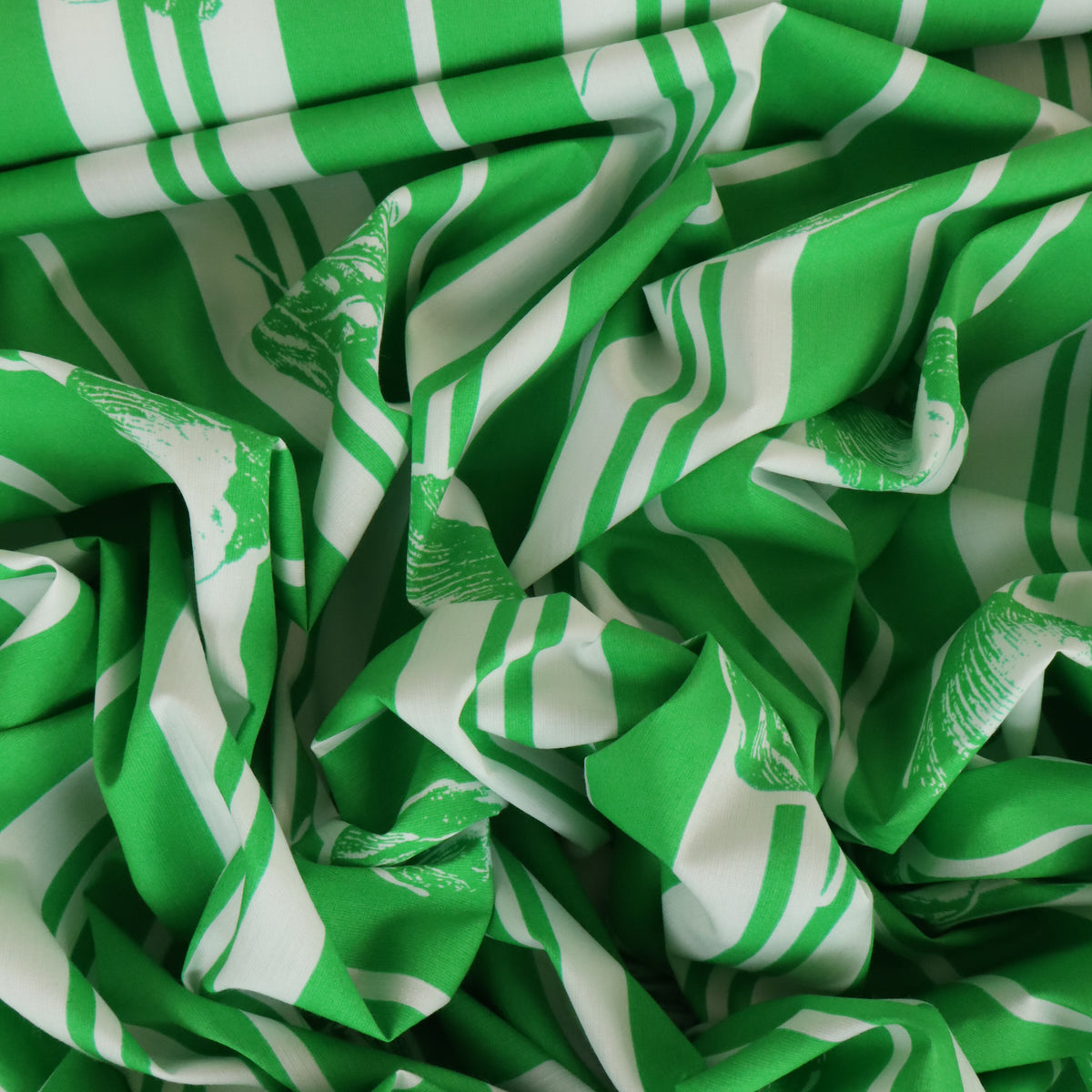 Bold Stripe Floral Poplin Print Deadstock - Bright Green – Fabric Box