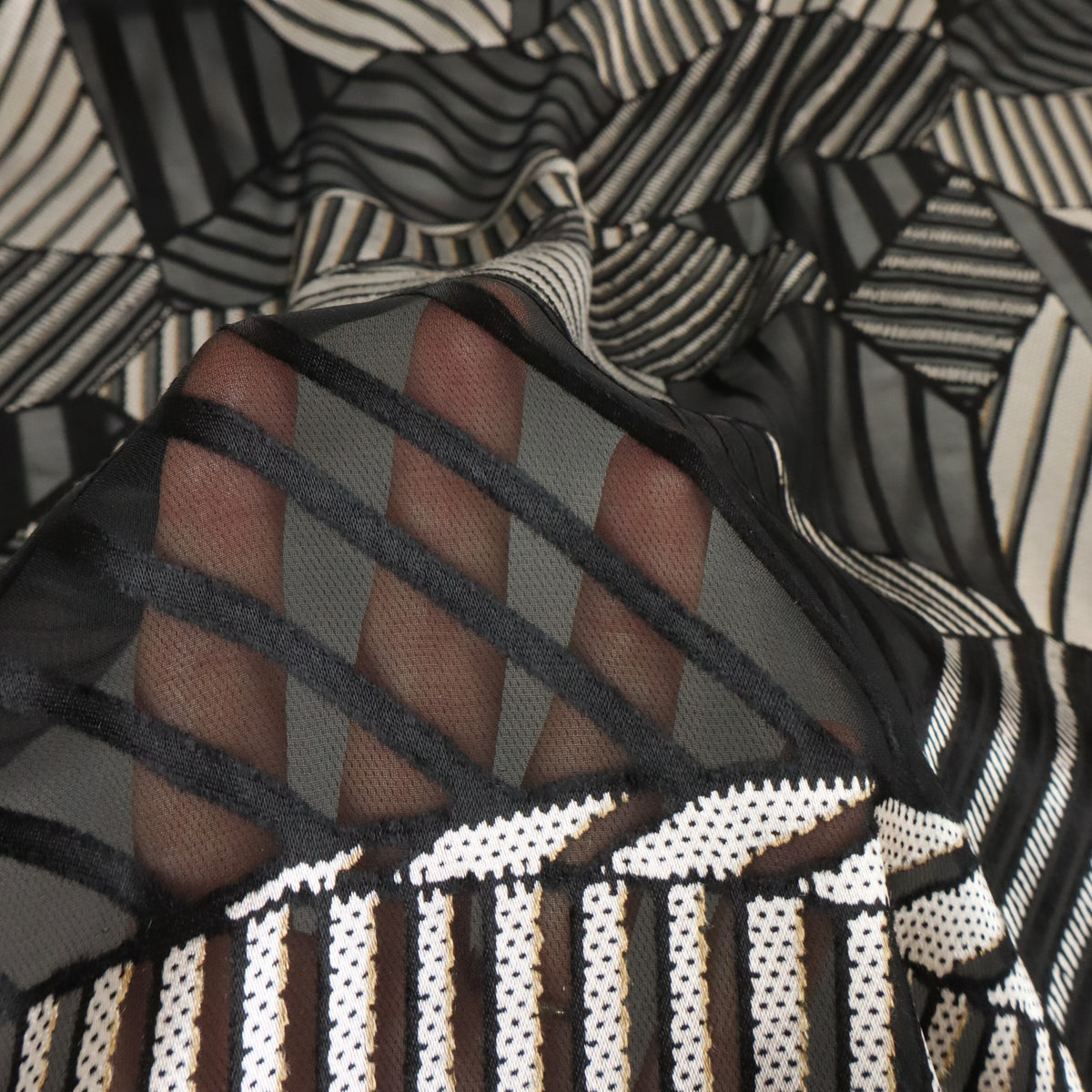 Viscose Silk Devoré Burnout Deadstock - Isolation Black & Silver ...