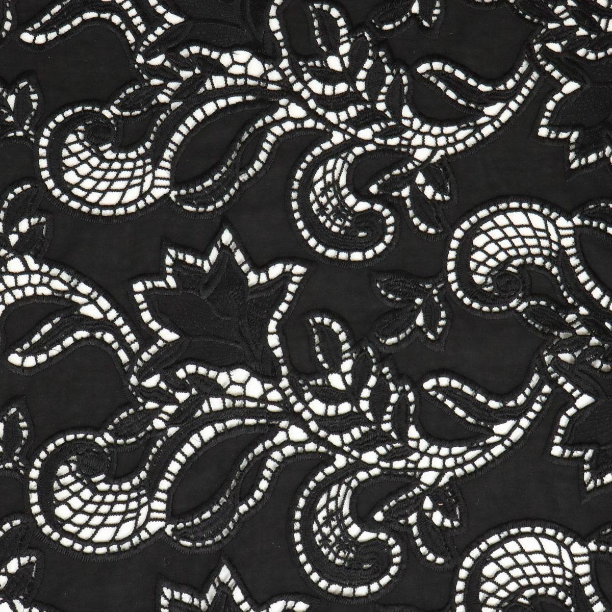 Embroidered Cotton Designer End – Medina Black – Fabric Box