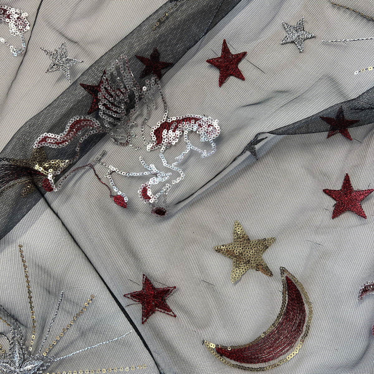 Pegasus Starburst Moon Mesh Deadstock- Black – Fabric Box